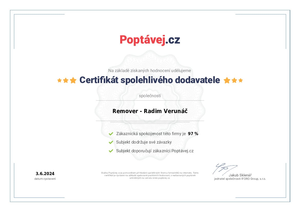 Stěhování a vyklízecí práce. Remover.cz to je rychlost a kvalita.